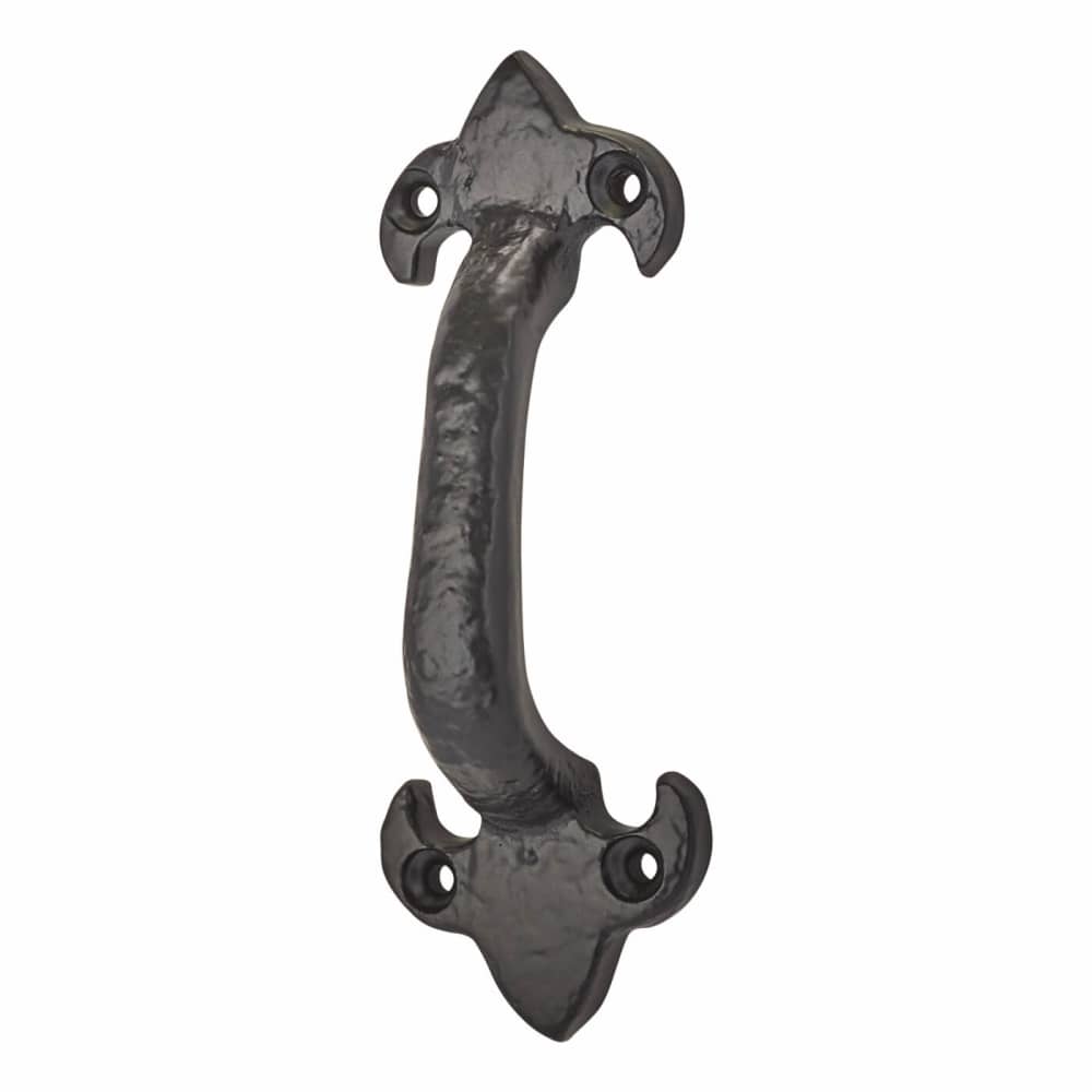 Olde Forge Fleur de Lys Pull Handle - 90mm Centres - Antique Black Iron ...