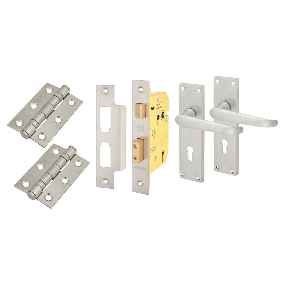 Touchpoint Victorian Handle Door Kit - 3 Lever - Satin Chrome ...