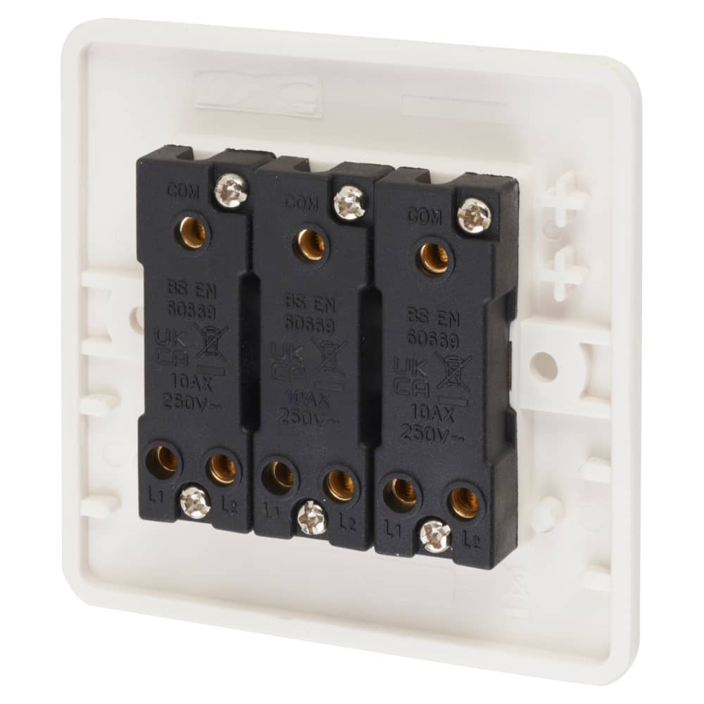 Touchpoint 10A 3 Gang 2 Way Light Switch - White | IronmongeryDirect ...