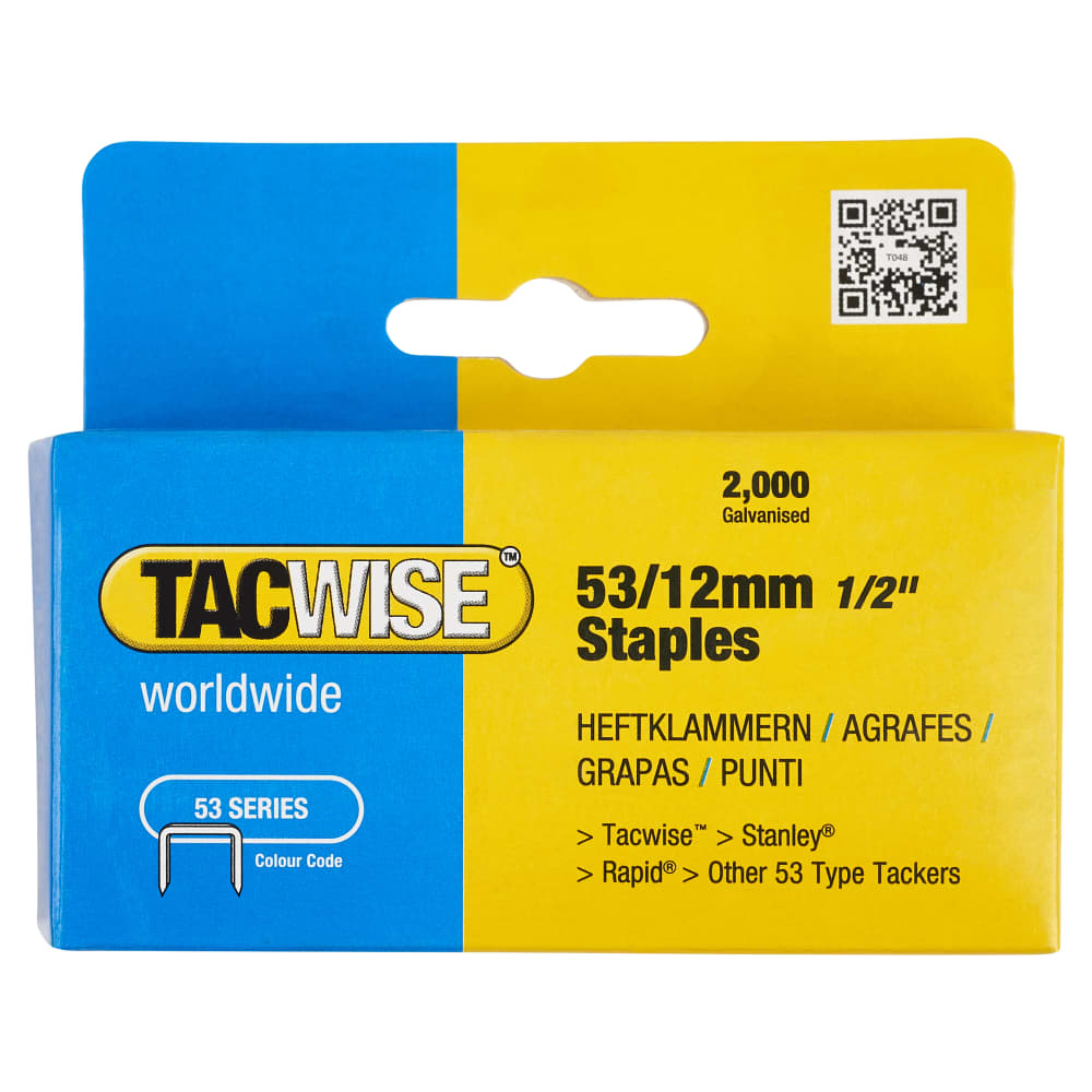 Tacwise 53 Series Staples (JT21, TR45/69/ST10, 53) - 12mm - Galvanised ...