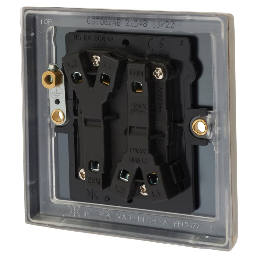 Knightsbridge 10AX 2 Gang 2 Way Toggle Light Switch - Antique Brass ... Knightsbridge 10AX 2 Gang 2 Way Toggle Light Switch - Antique Brass ...