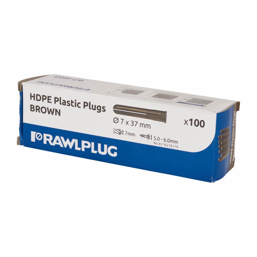 Rawlplug HDPE -Plastic Wall Plug - Brown - Pack 100 | IronmongeryDirect ...