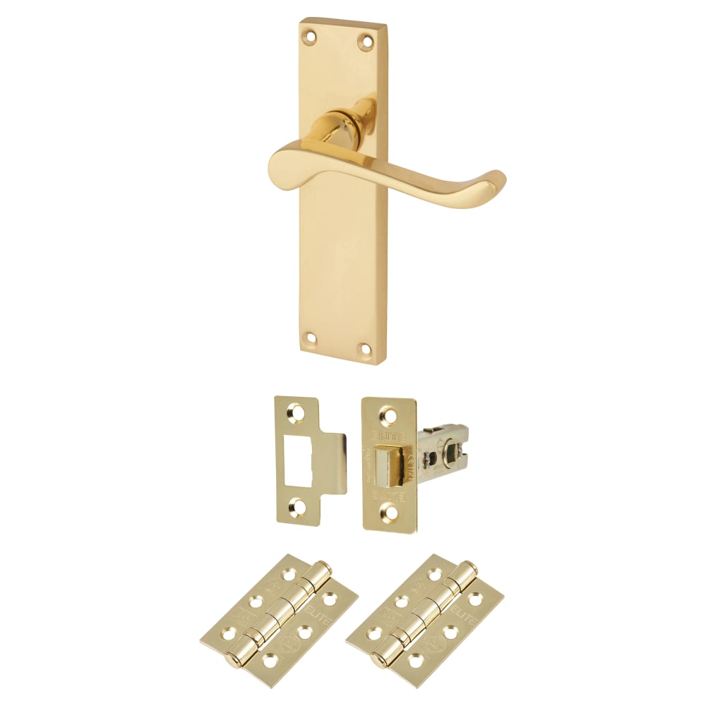 Touchpoint Victorian Scroll Handle Door Kit - Long Latch Set - Polished ...