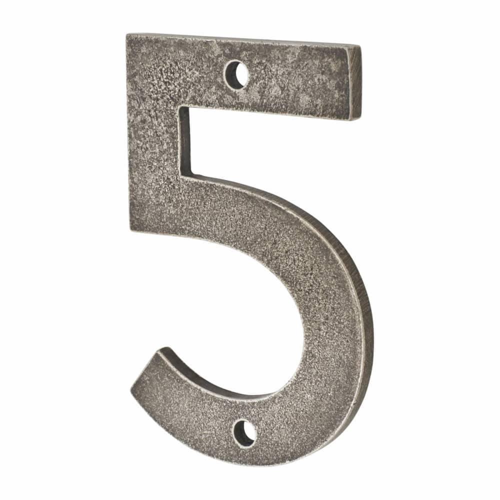 Finesse Numeral Number - 5 - Pewter | IronmongeryDirect | Same Day Despatch