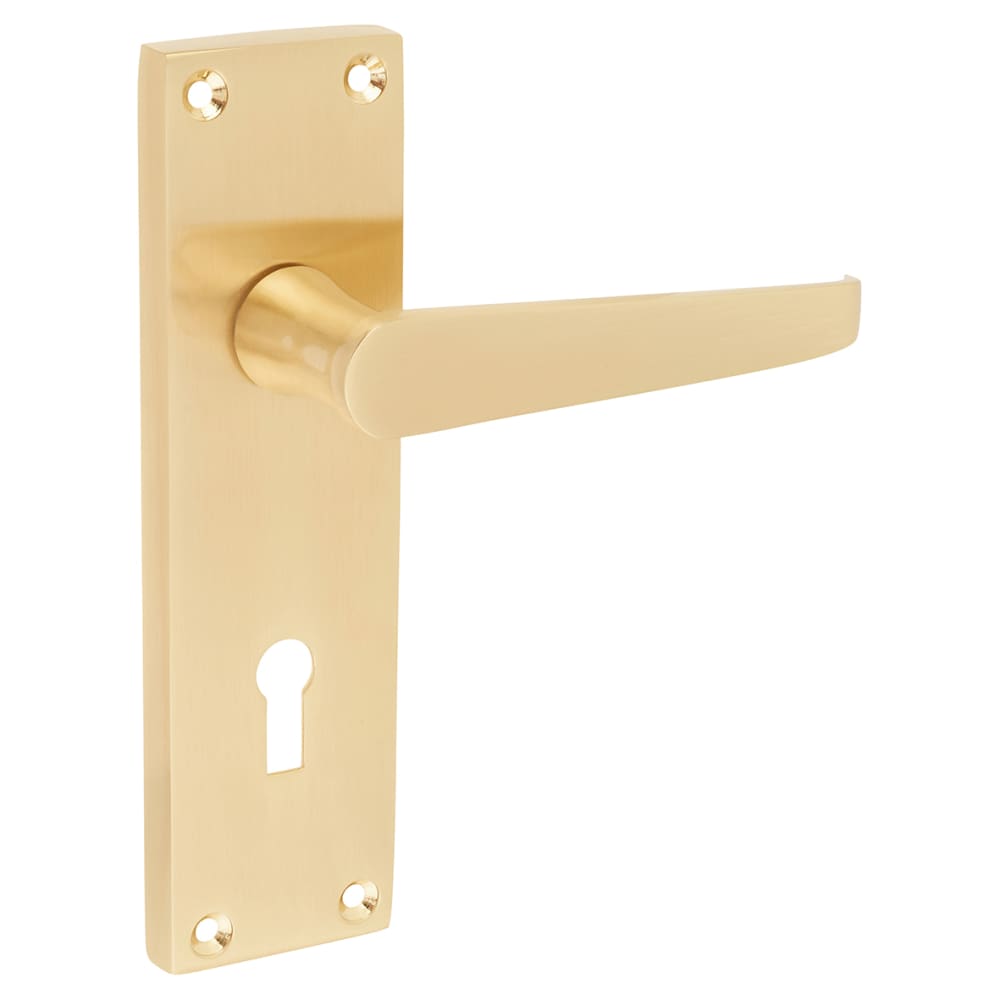 Touchpoint Budget Straight Door Lock Handle - Keyhole - Satin Brass ...