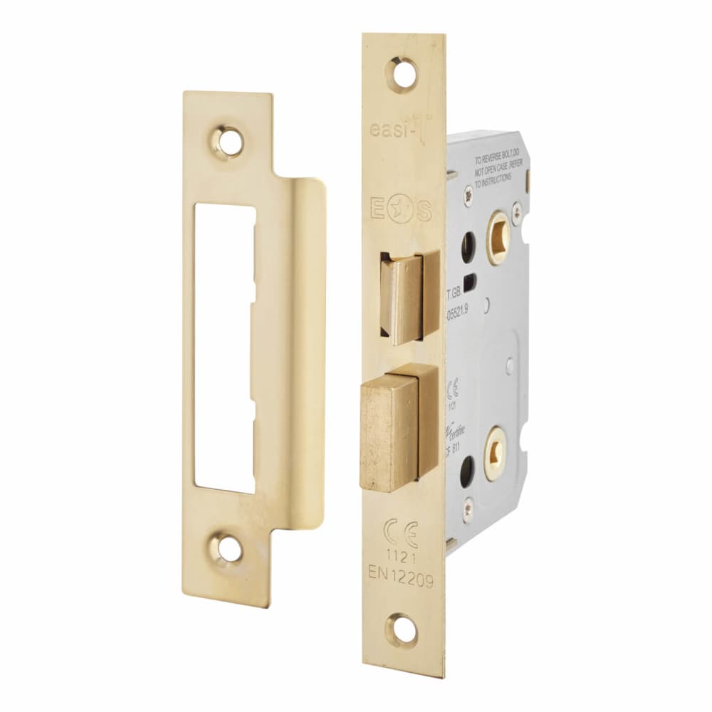 Touchpoint Morgan Lever Door Handle - Bathroom Lock Kit - Satin Brass ...