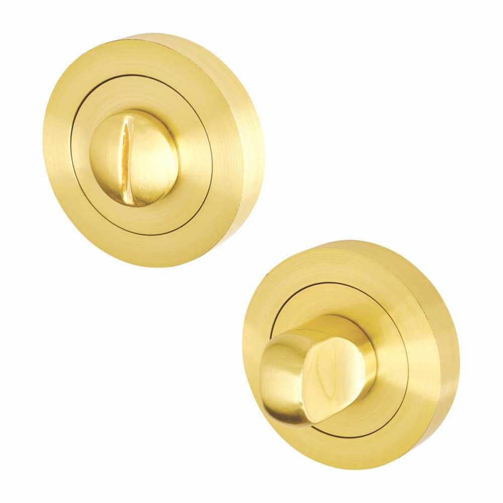 Touchpoint Morgan Lever Door Handle - Bathroom Lock Kit - Satin Brass ...