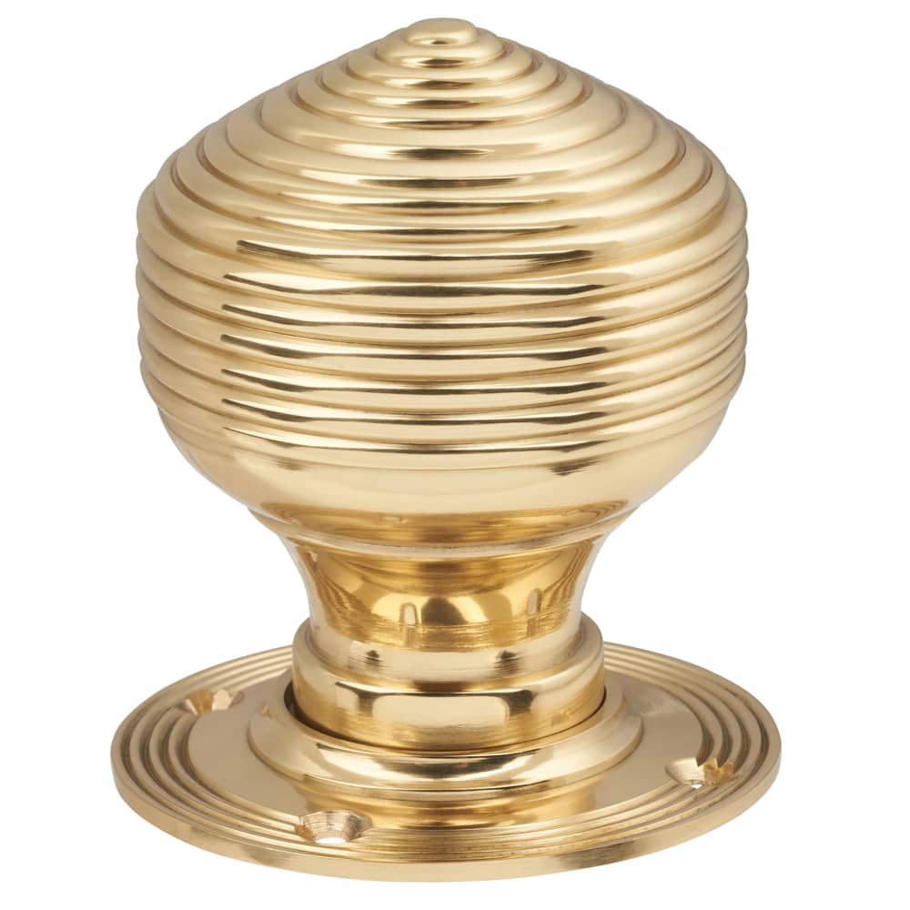 Hampstead Edwardian Reeded Beehive Mortice Door Knob - Polished Brass | IronmongeryDirect | Same ...
