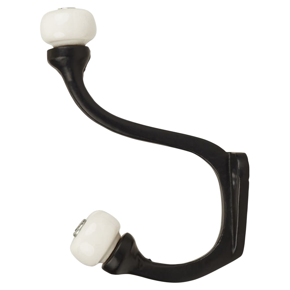 Olde Forge Hat & Coat Hook - Black Iron & Porcelain - 110mm ...