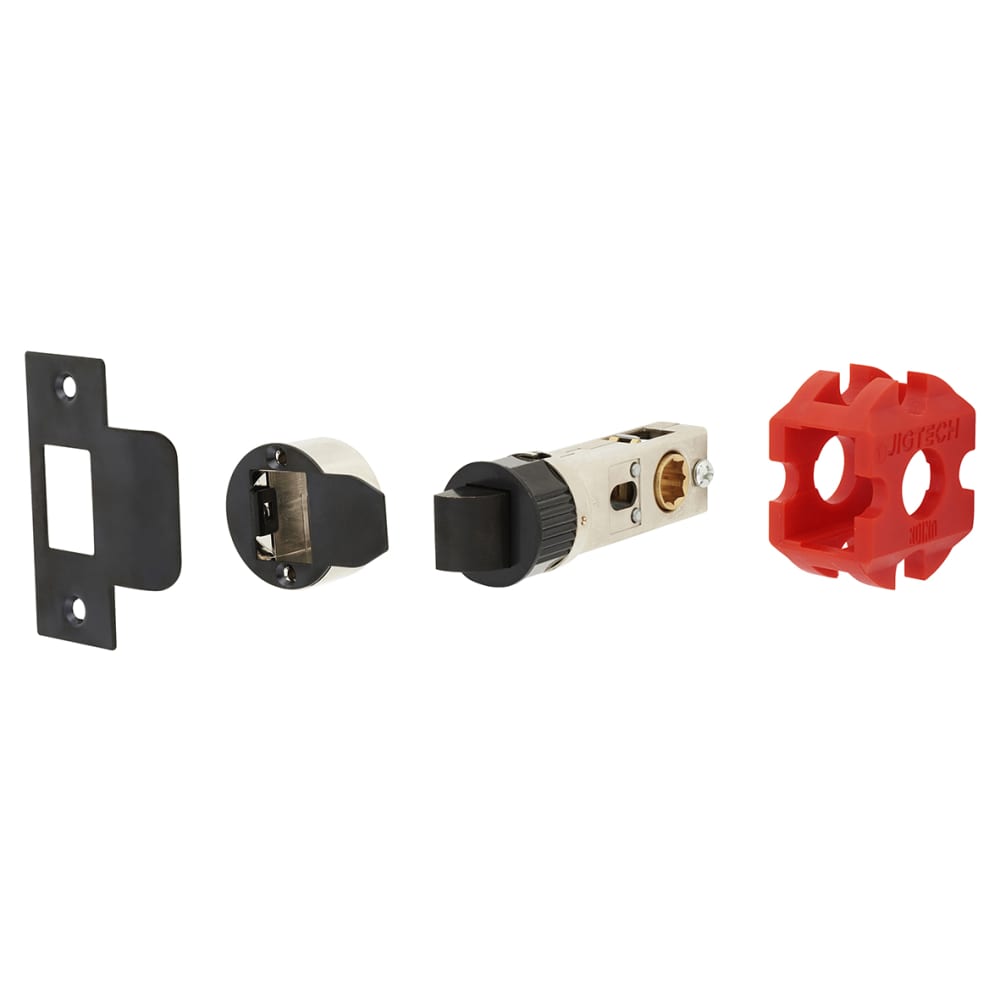 Jigtech Cresta Passage Latch Door Handle on Rose Kit - Matt Black ...