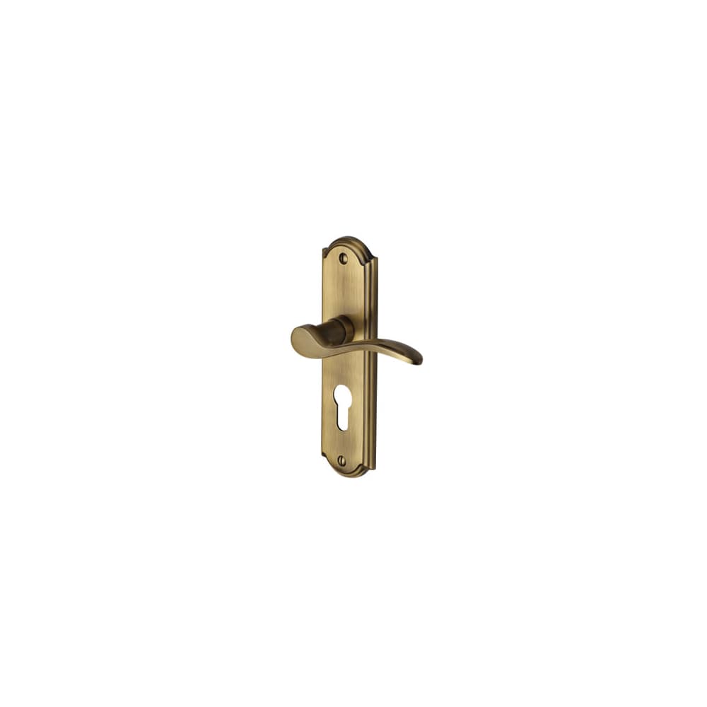 M Marcus Howard Door Handle - Euro Lock Set - Antique Brass ...