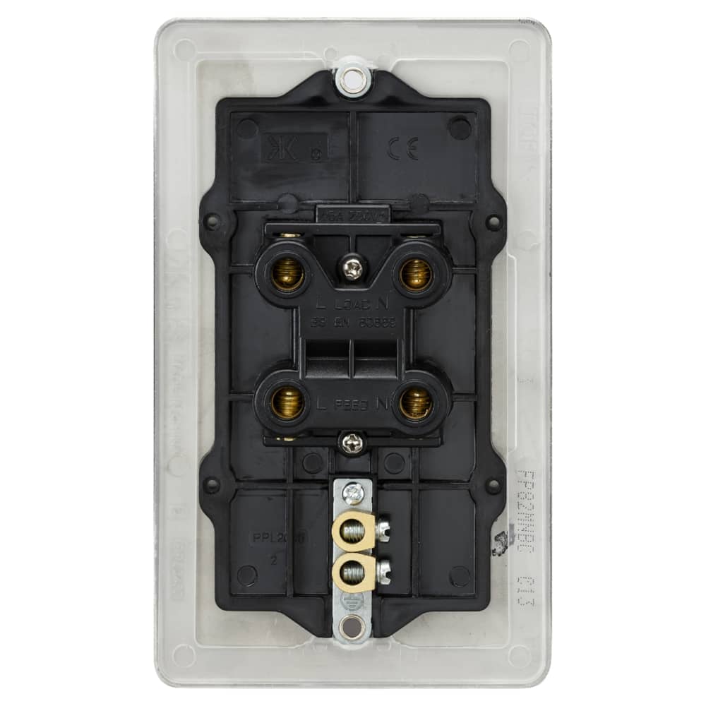 Knightsbridge 45A 2 Gang Flat Plate Double Pole Cooker Switch with Neon ...