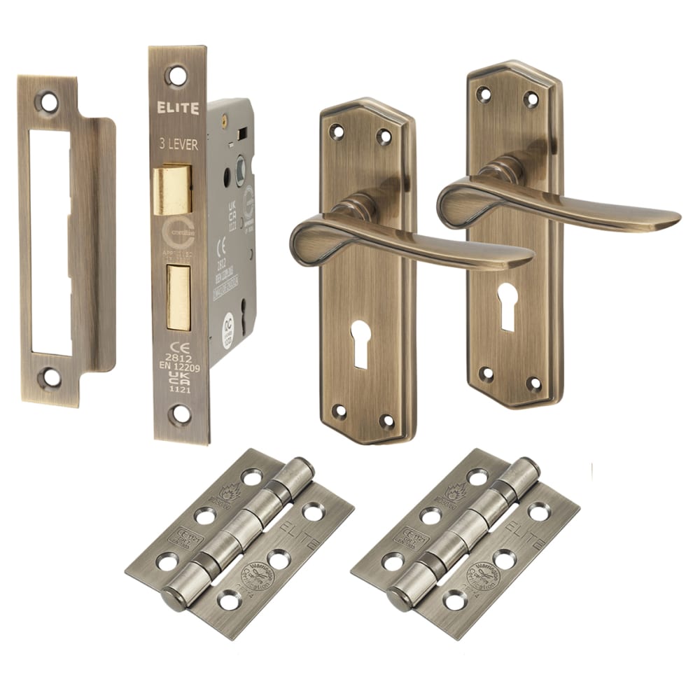 Altro Rome Door Kit - Keyhole Lockset - Antique Brass ...