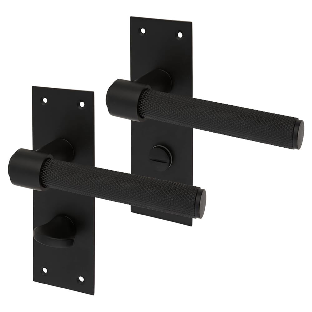 Altro Loxley Knurled Bathroom Door Handle - 150 x 50mm - Matt Black ...