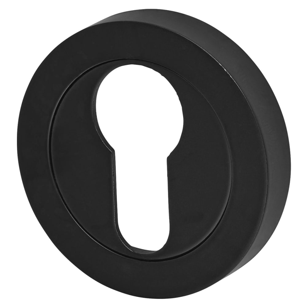 Altro Matt Black Knurled Euro Lock Door Handle on Rose Pack - Esme ...