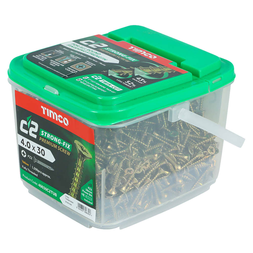 TIMCO C2 Strong-Fix Pozi Double Countersunk Twin-Cut Screws- 4.0 x 30mm ...