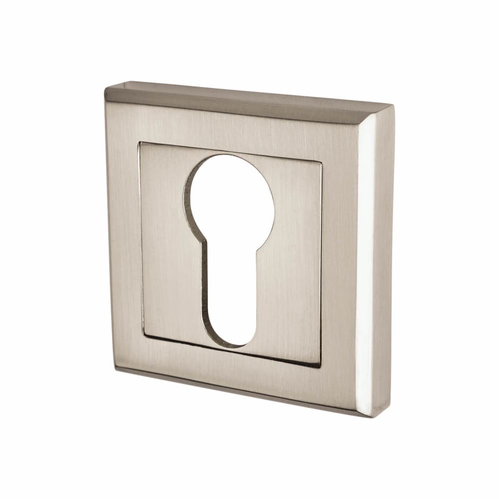 Hampstead Square Escutcheon - Euro - Satin Nickel | IronmongeryDirect ...