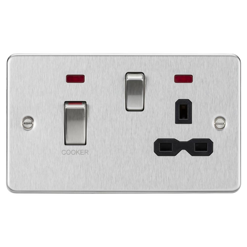 Knightsbridge 45A Flat Plate DP Cooker Switch & 13A Socket with Neons ...