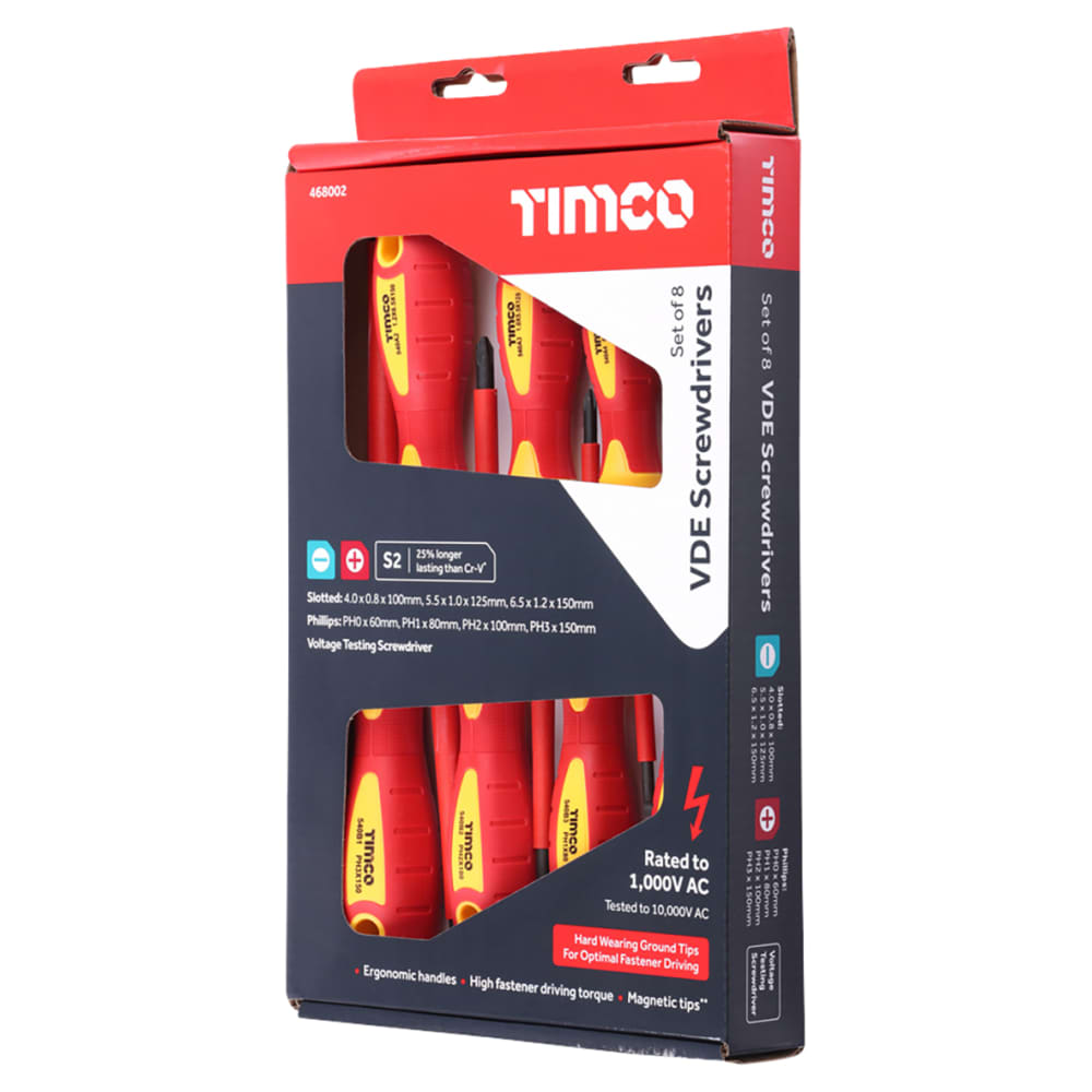 TIMCO VDE & Voltage Testing Screwdriver Set - 8 Pieces ...