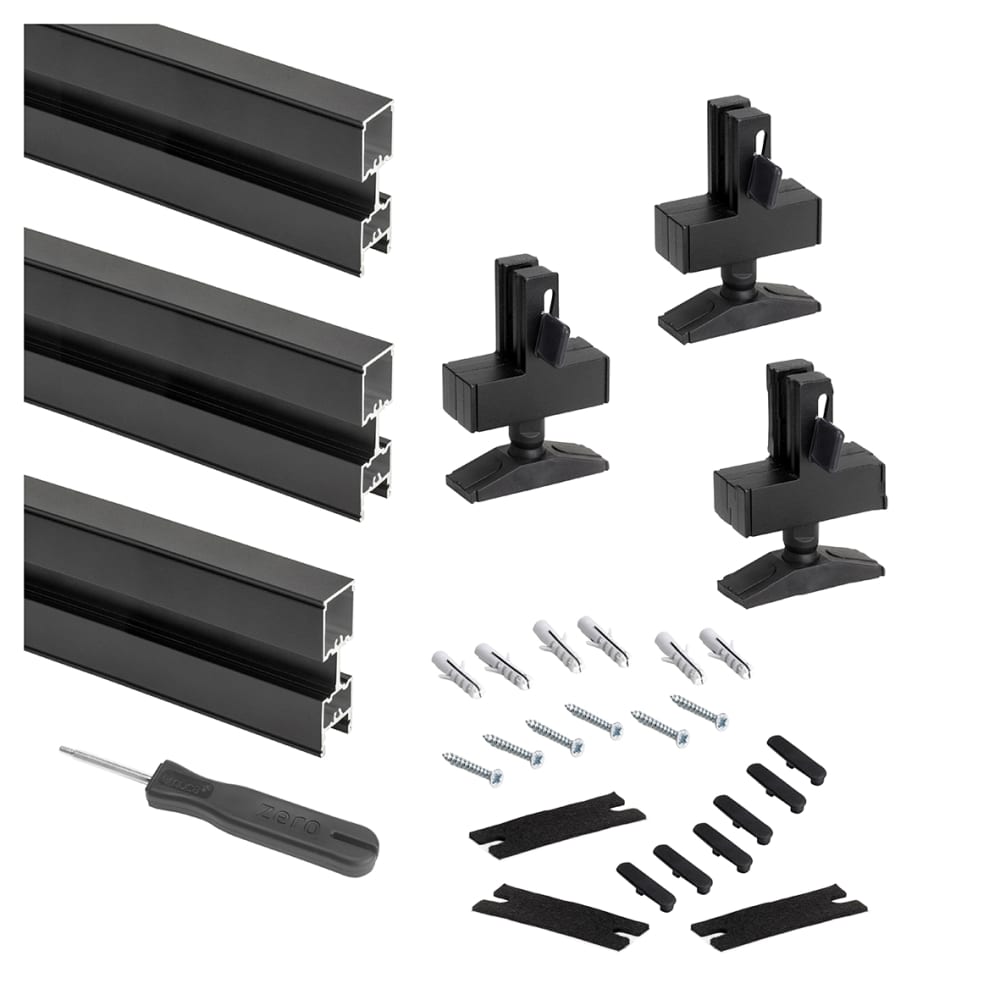 Emuca Zero 3 Profile Floor to Ceiling Kit - 2900mm Length - Black ...