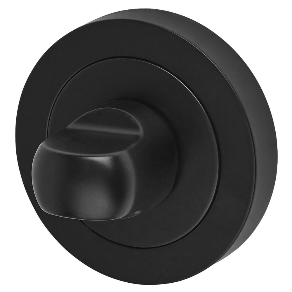Altro Matt Black Knurled Bathroom Deadbolt Lock Door Handles on Rose ...