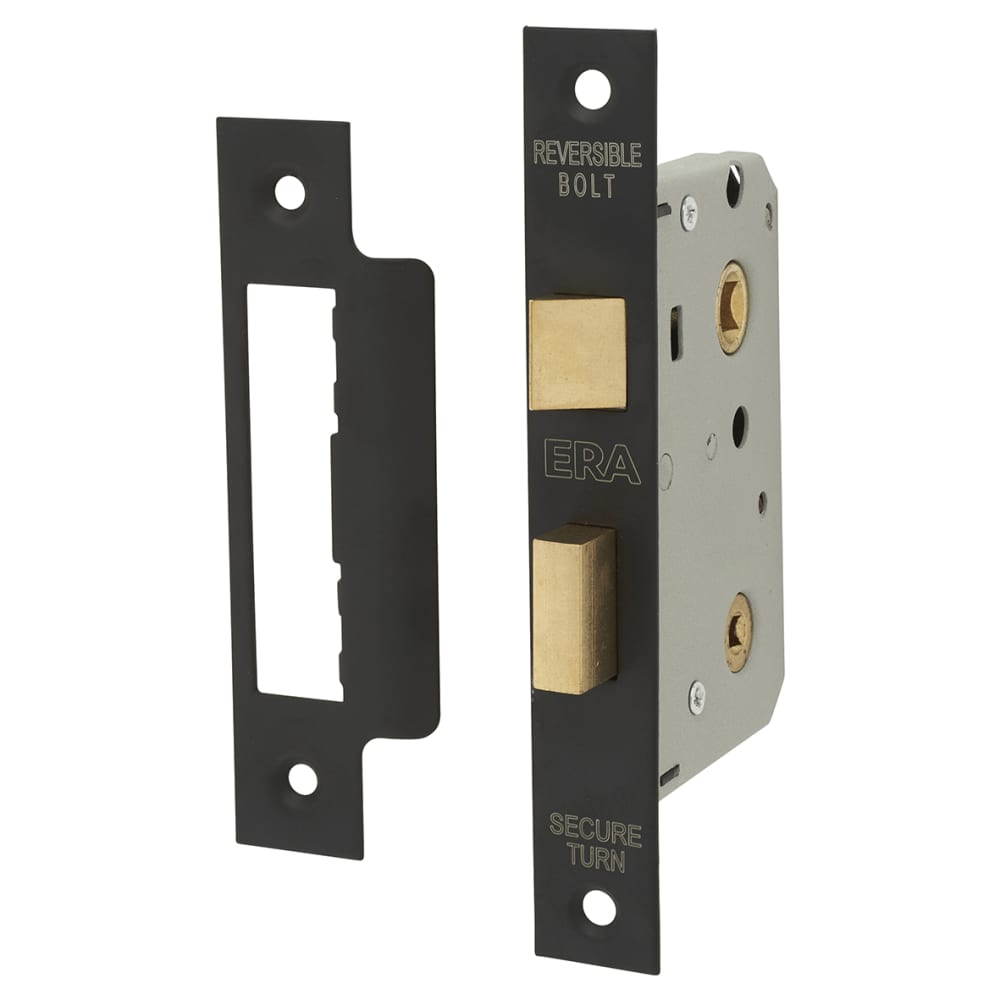 ERA Bathroom Lock - 64mm Case - 44mm Backset - Matt Black ...