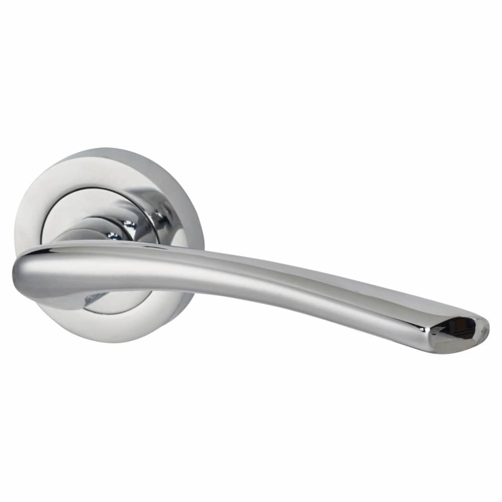 Touchpoint Morgan Lever Door Handle on Rose - Door Kit - Satin Chrome ...