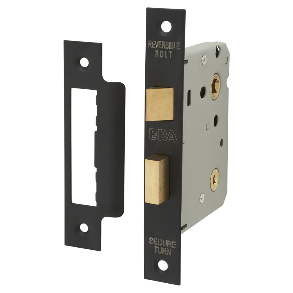 ERA Bathroom Lock - 76mm Case - 57mm Backset - Matt Black ...