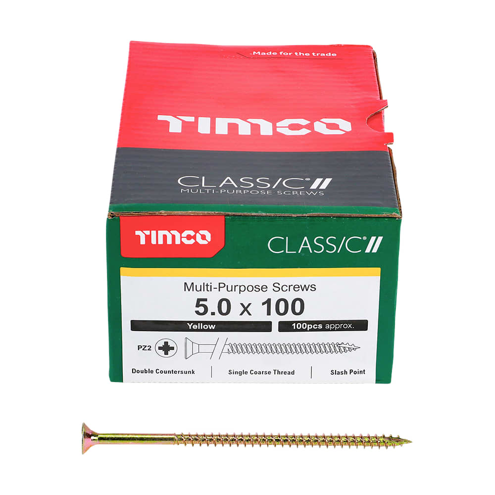 TIMCO Classic Woodscrew - 5.0 x 100mm - Pack of 100 | IronmongeryDirect | Same Day Despatch