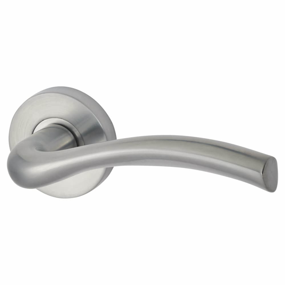 Jigtech Solar Lever Door Handle on Rose - Satin Chrome ...