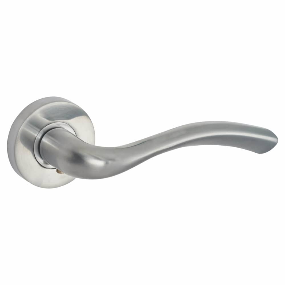 Jigtech Solar Lever Door Handle on Rose - Satin Chrome ...