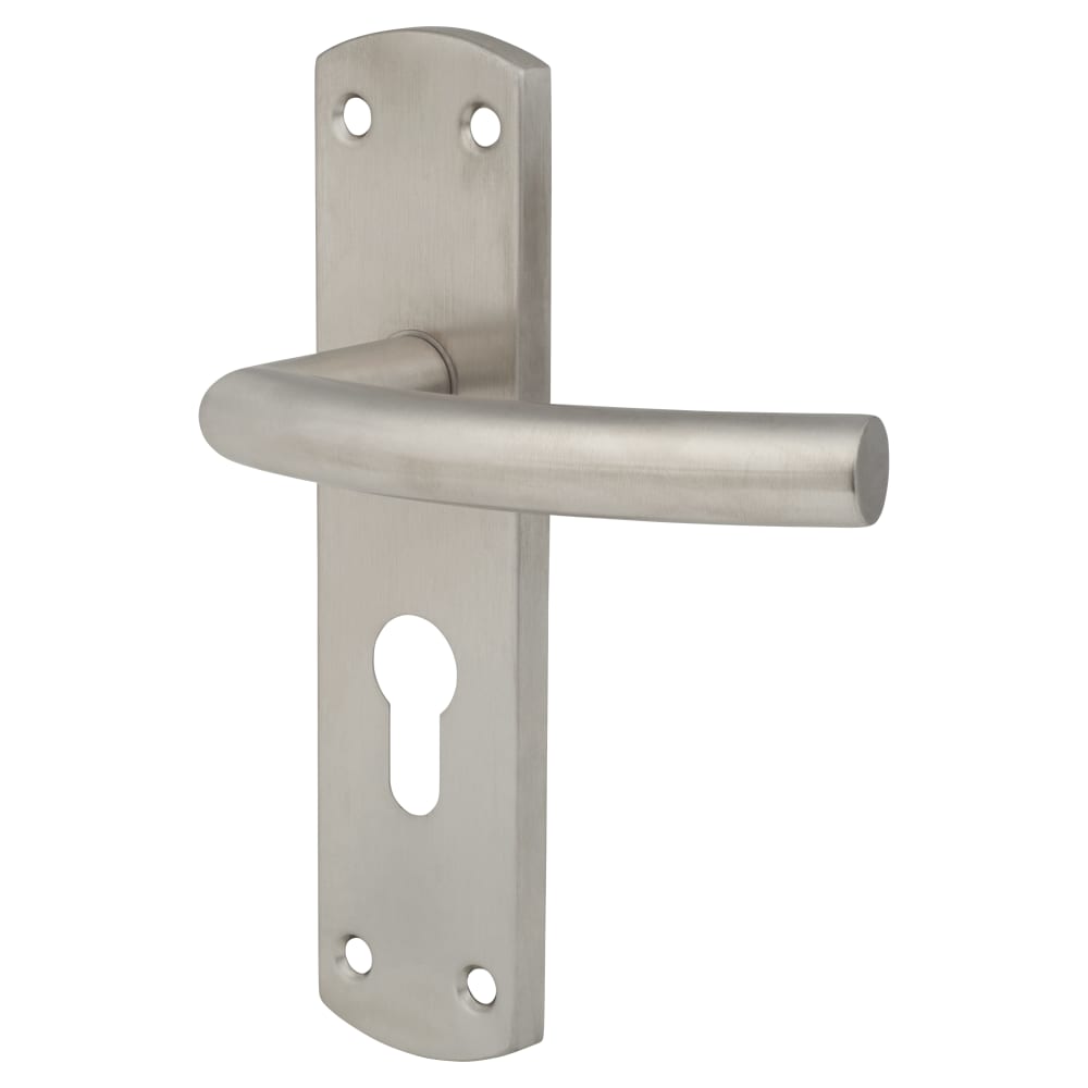 Altro Arched Door Handle - Euro Lock Set - Satin Stainless Steel ...
