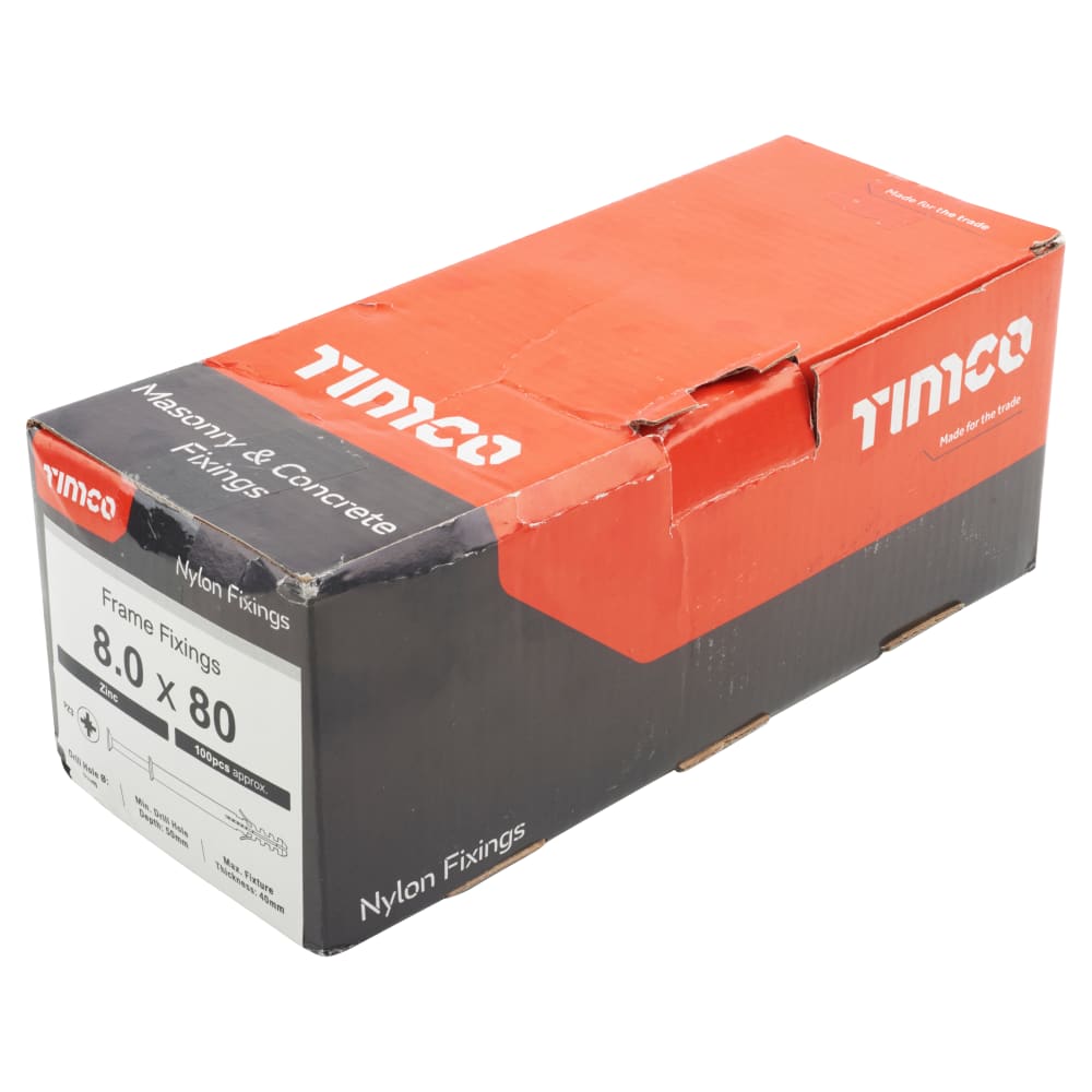 TIMCO Screw Type Frame Fixing - 8 x 80mm - Pack of 100 ...
