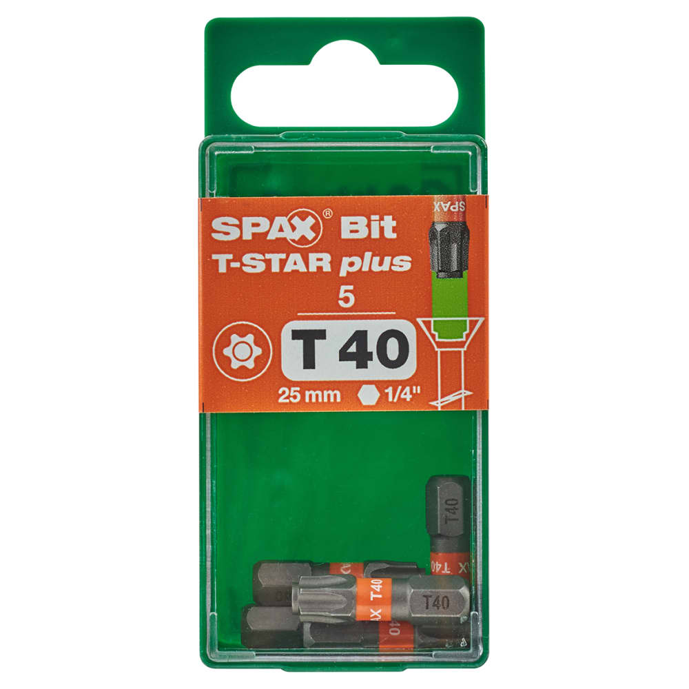 SPAX T-Star Plus Driver Bit - 25mm Length - T40 - Pack of 5 ...