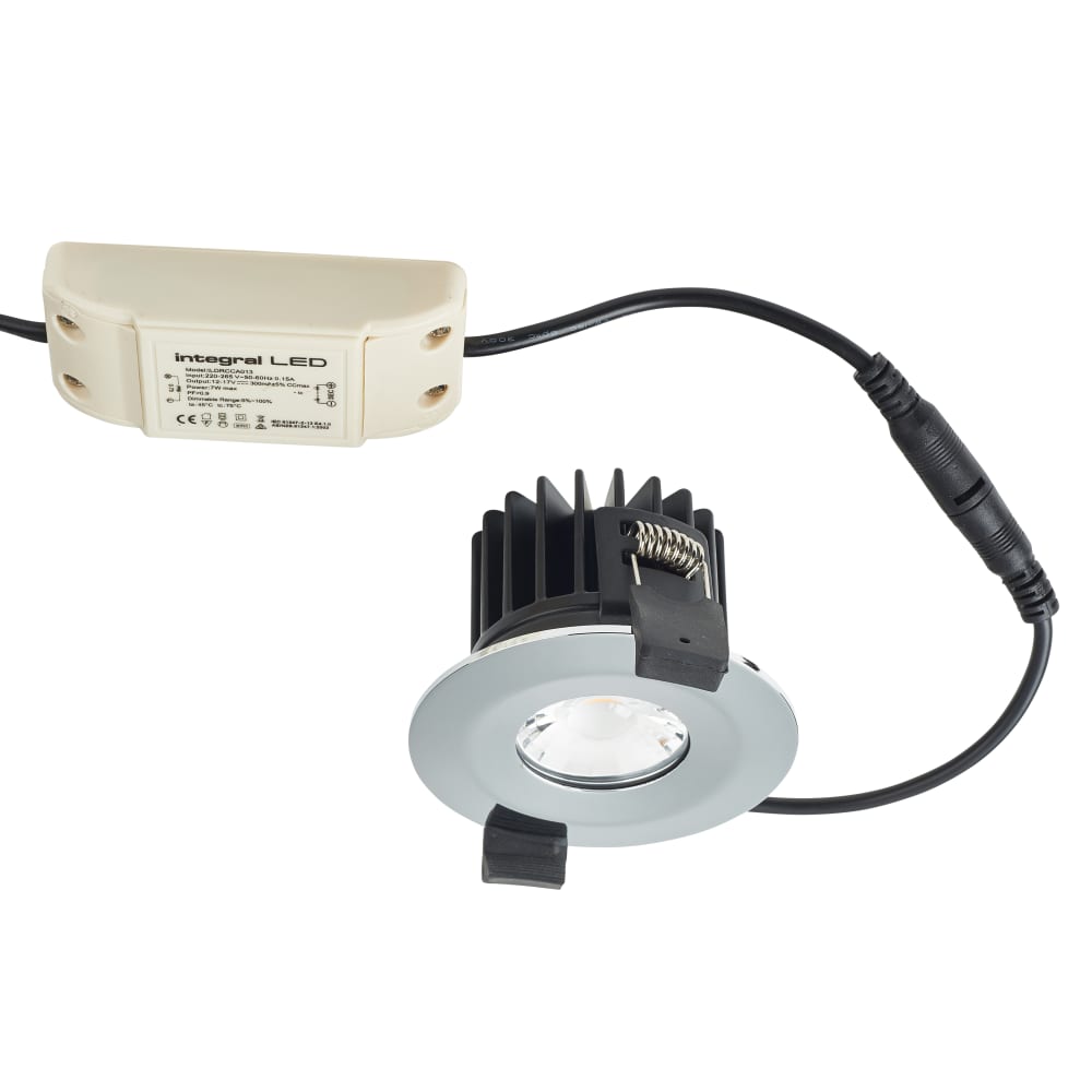 Integral LED 6W IP65 Low Profile Fire Rated LED Dimmable Fixed Downlight - 4000K - Polished ...