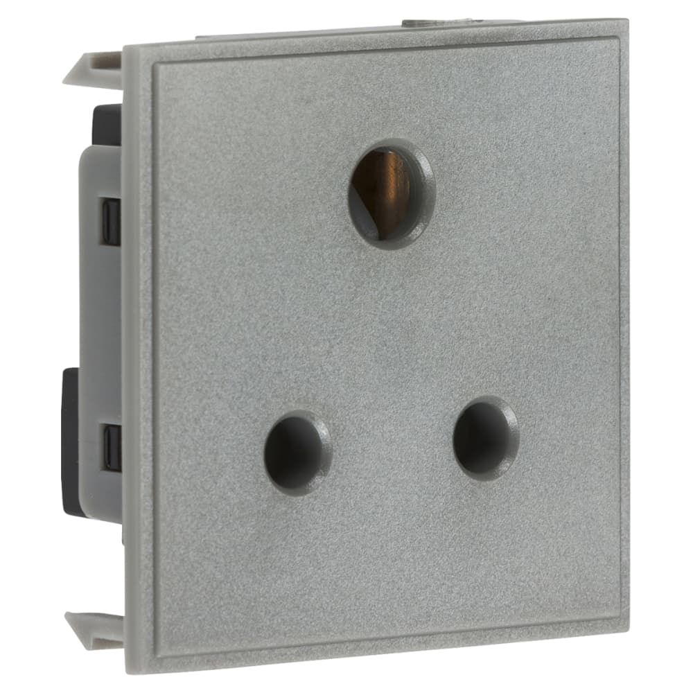 Knightsbridge 5A 1 Gang Unswitched Round Pin Socket - Grey | IronmongeryDirect | Same Day Despatch