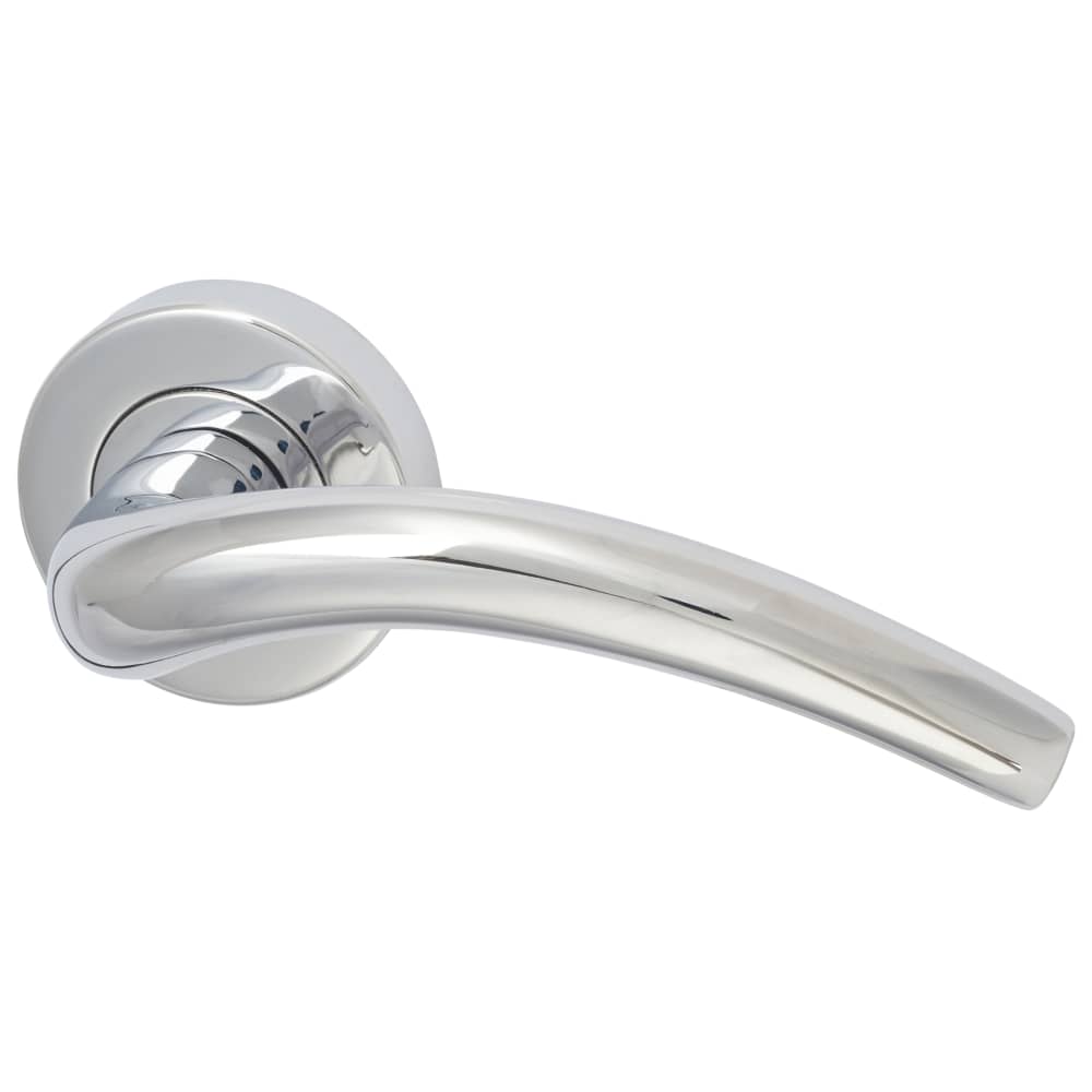 M Marcus Wing Lever Door Handle on Rose - Door Kit - Polished Chrome ...