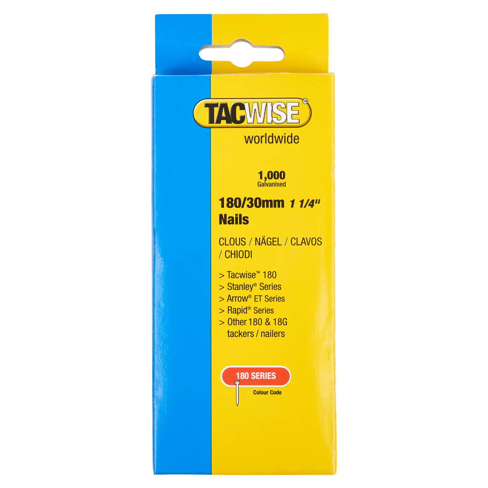 Tacwise 180 Series Nails - 18 Gauge - 30mm Nails - Galvanised - Pack ...