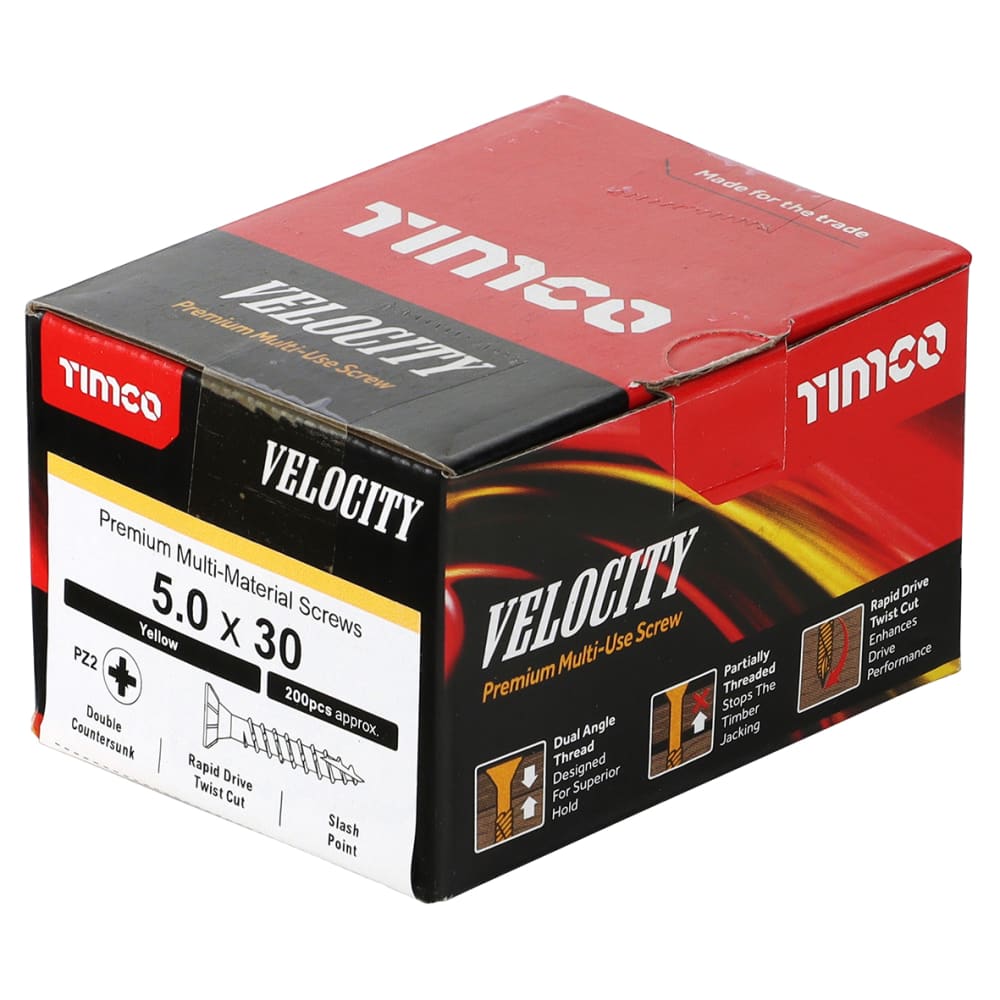 TIMCO Velocity Woodscrew - 5.0 x 30mm - Pack of 200 | IronmongeryDirect ...