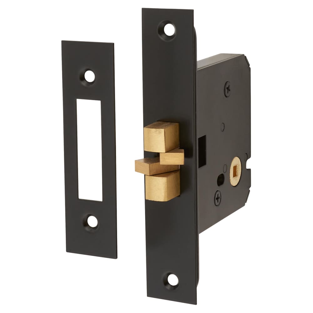 Jedo Sliding Door Bathroom Lock - 76mm Case - 56mm Backset - Matt Black ...