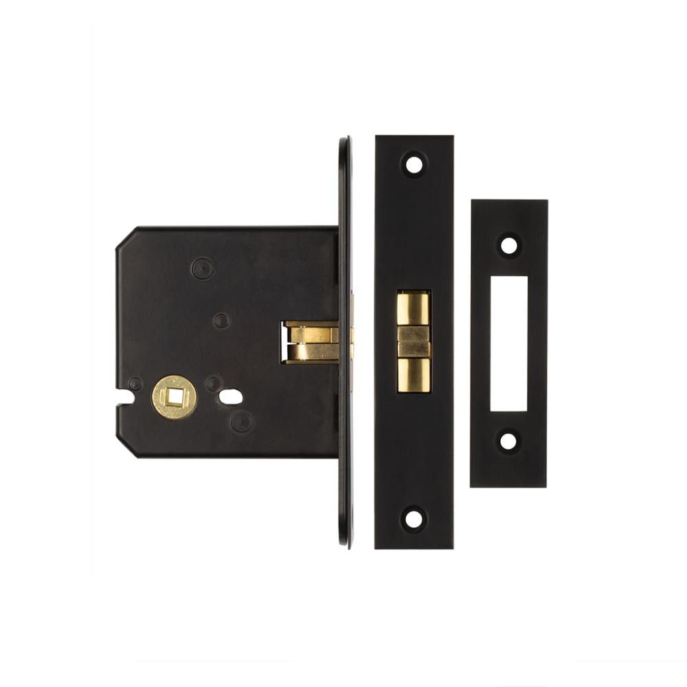 Jedo Sliding Door Bathroom Lock - 76mm Case - 56mm Backset - Matt Black ...