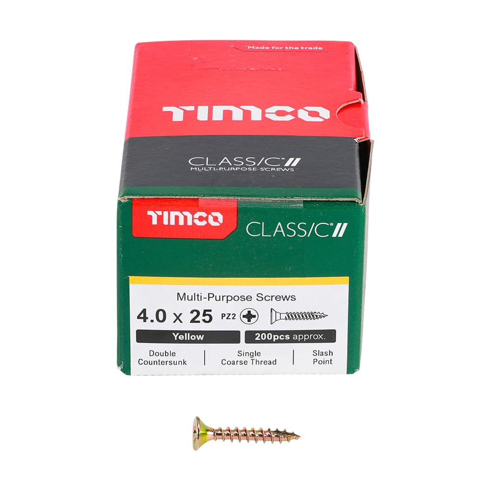 TIMCO Classic Woodscrew - 4.0 x 25mm - Pack of 200 | IronmongeryDirect ...