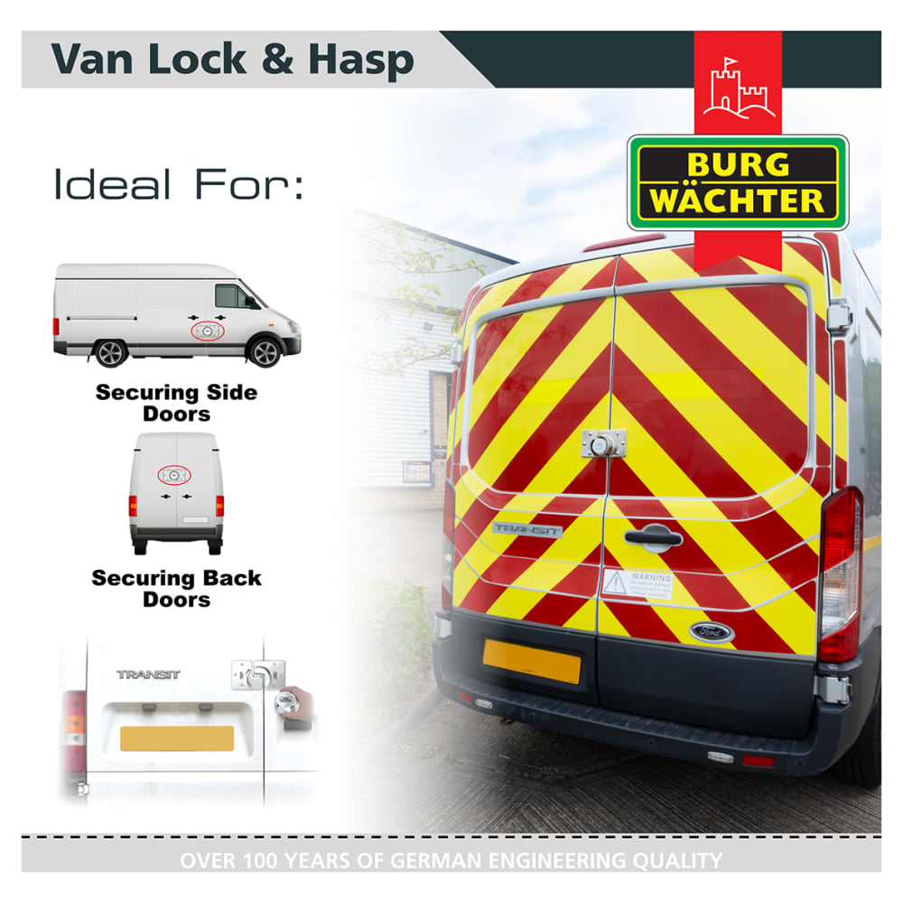 Burg Wachter Heavy Duty Hardened Steel Van Hasp & Padlock Kit - Silver ...