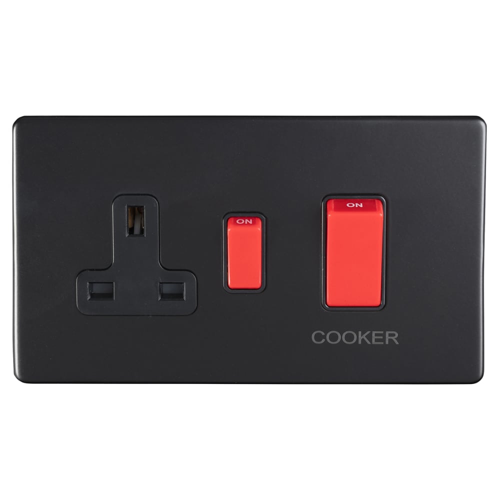Eurolite Concealed 45A 2 Gang DP Cooker Switch & 13A Switched Socket ...