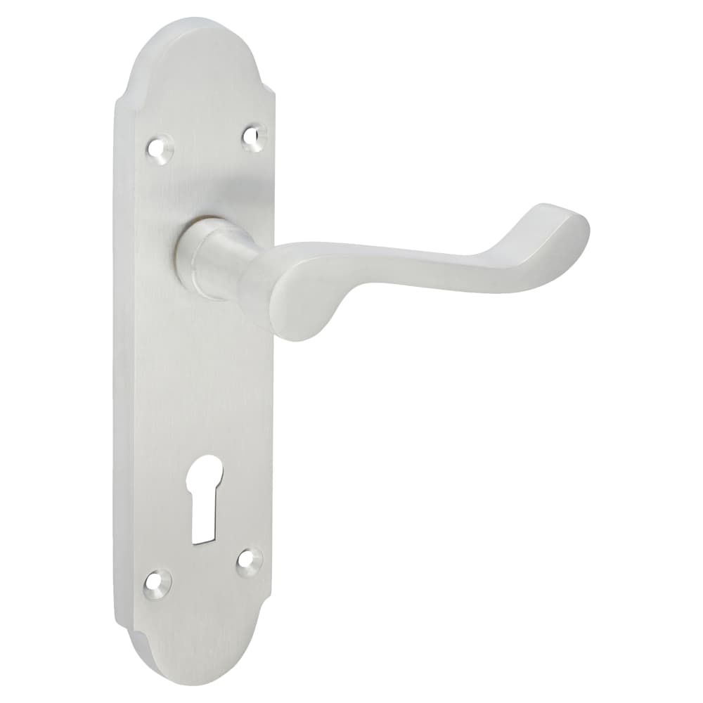 Touchpoint Victorian Summer Door Handle - Keyhole Lock Set - Satin ...