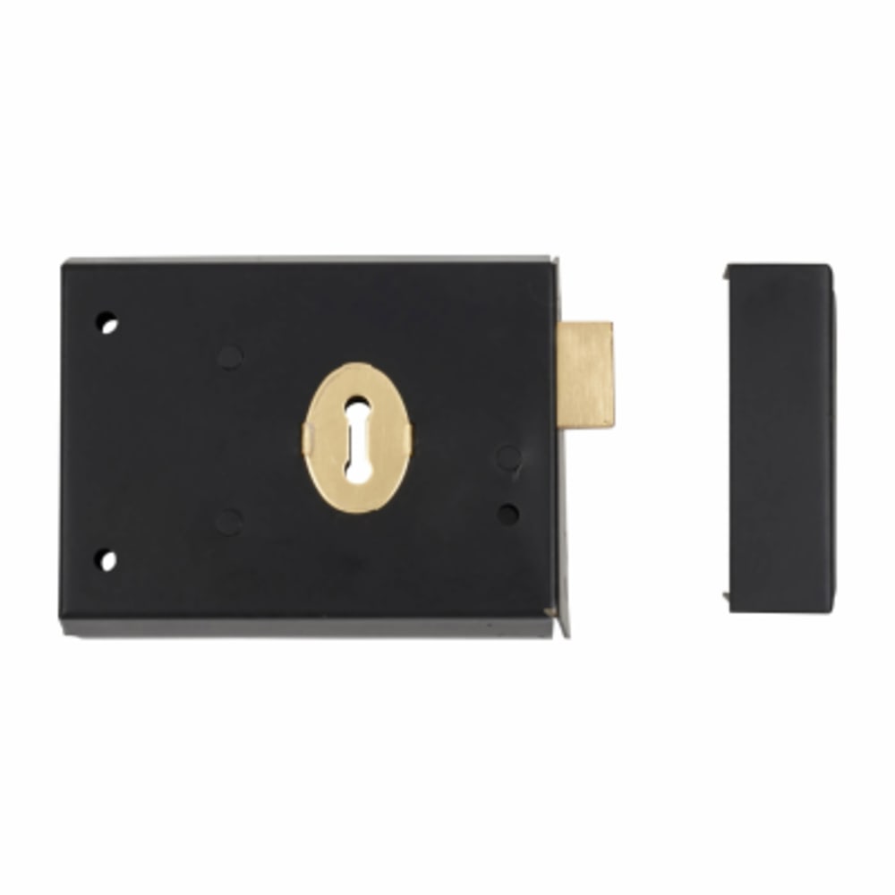 Olde Forge Rim Lock - Deadlock - Antique Black Iron | IronmongeryDirect ...