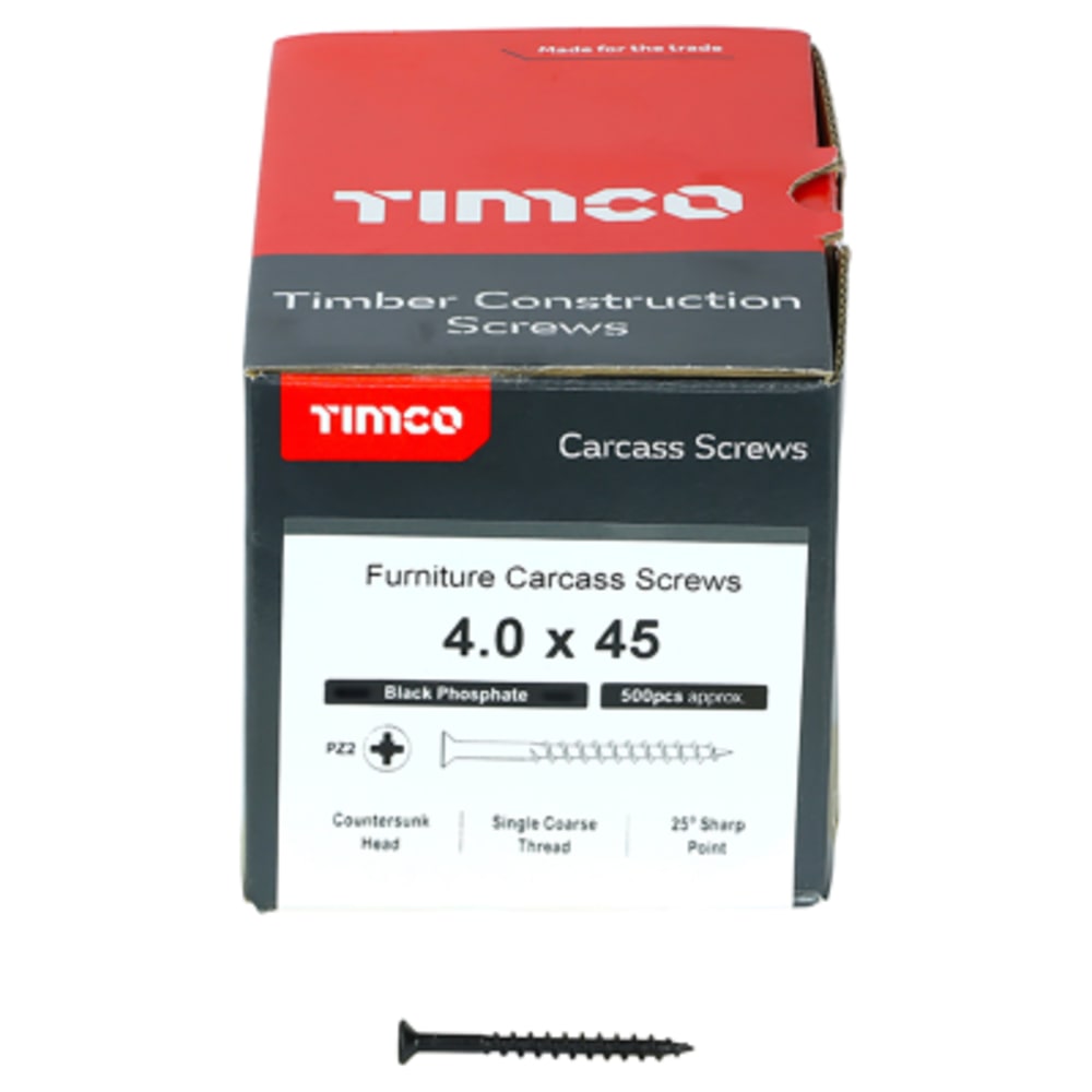 TIMco Carcass Screw - 4.0 x 45mm - Pack 500 | IronmongeryDirect | Same ...