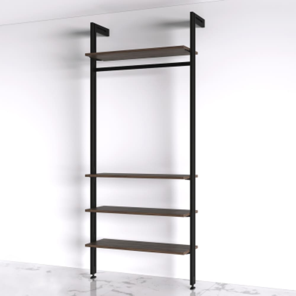 Emuca Zero Bracket Pack - 4 x Wooden Shelf Brackets 1 x Rail - Black ...