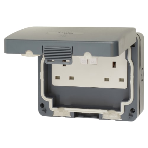 Schneider Exclusive 13A IP66 2 Gang Switched Outdoor Weatherproof ... Schneider Exclusive 13A IP66 2 Gang Switched Outdoor Weatherproof ...