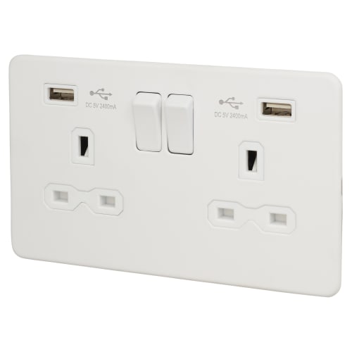 Knightsbridge 13A 2 Gang Screwless USB Socket with 2 x USB - 2.4A ... Knightsbridge 13A 2 Gang Screwless USB Socket with 2 x USB - 2.4A ...